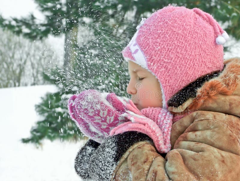 The Child in Warm Clothes Outdoors Stock Photo - Image of january, eyes ...