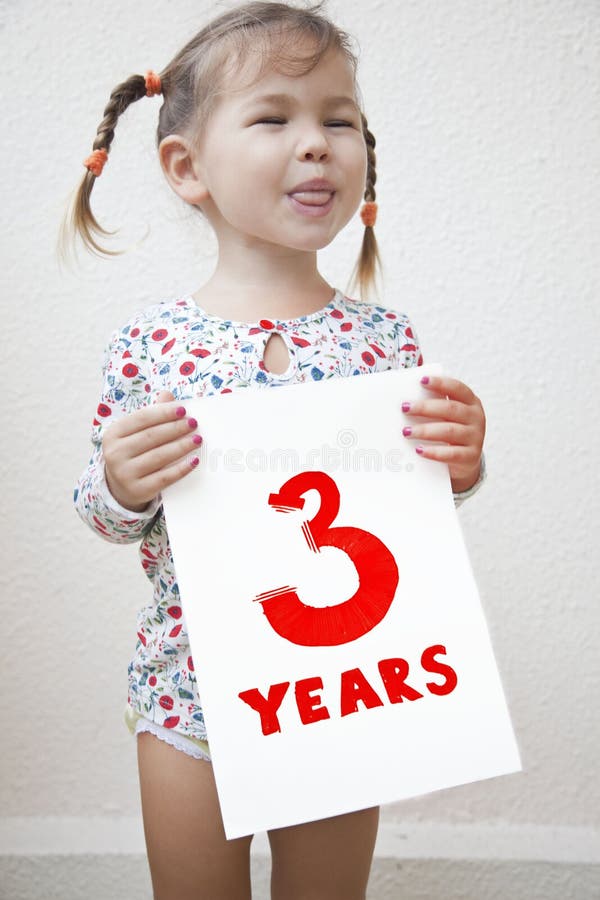 The Child Was Three Years Old Stock Photo - Image of message, child ...