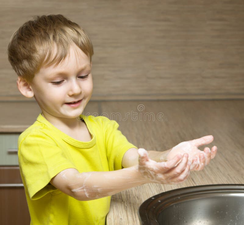 Child washing hands stock image. Image of washing, cute - 6782359