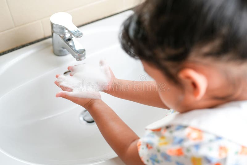Child Washing the Hands with Soap Stock Image - Image of foam, washing ...