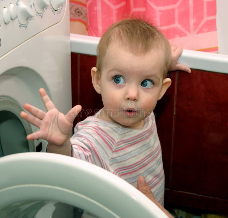 Child and washing machine stock image. Image of life, washer - 4598163