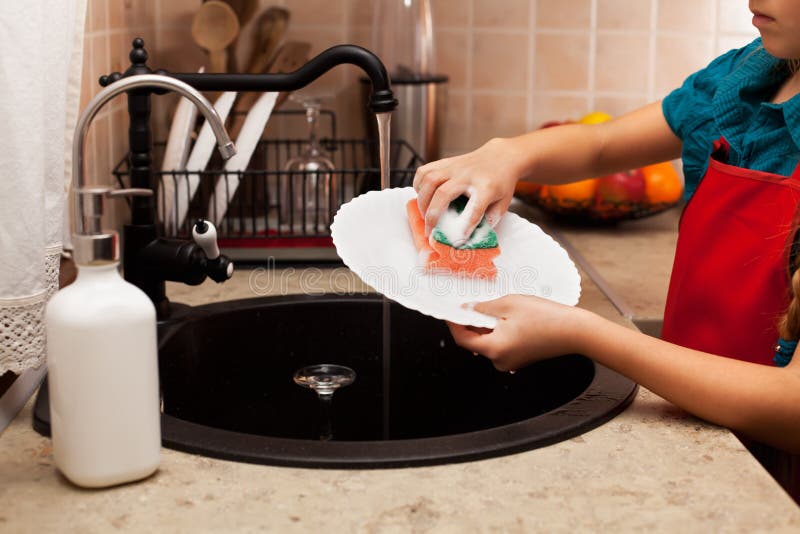 Washing the plate. stock image. Image of dish, synthetic - 198720469