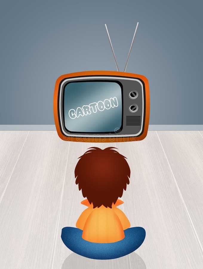 Child watch cartoon stock illustration. Illustration of entertainment ...