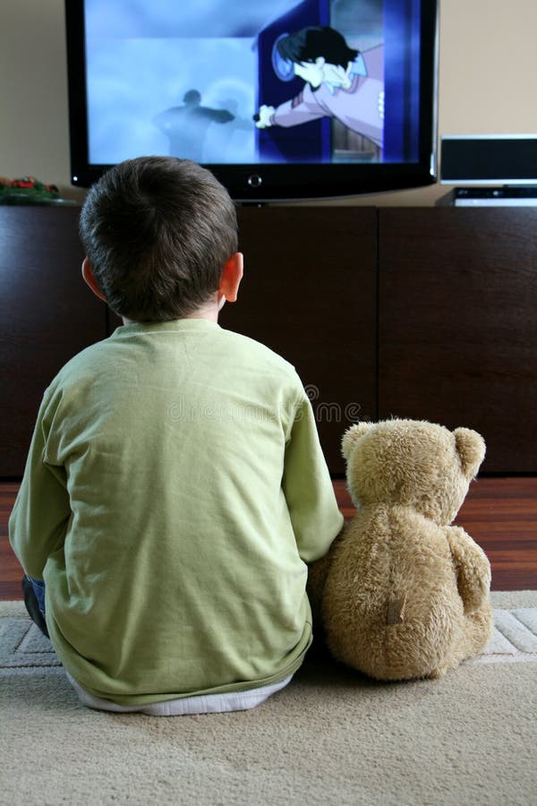 Child watching TV stock image. Image of families, sensitive - 4107827