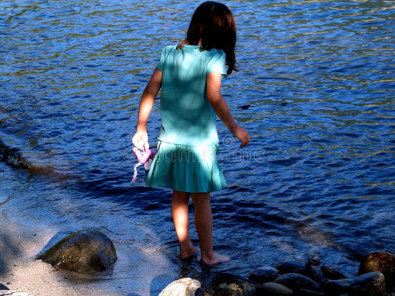 Child and water stock image. Image of hesitant, child - 1602477