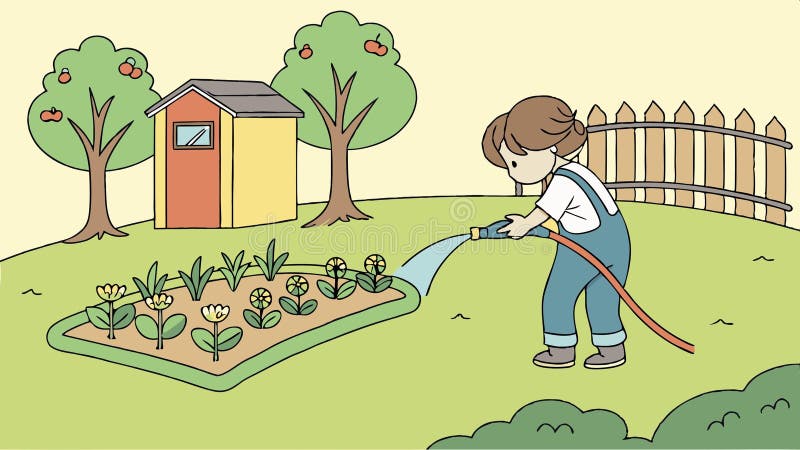 Child Watering Vegetable Garden, Using Watering Can, Growing Food ...