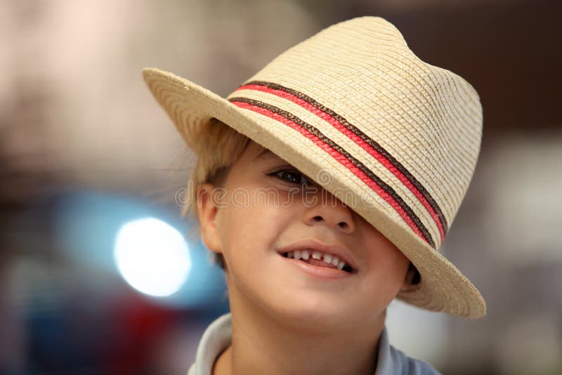 Child wearing a Fedora stock image. Image of sash, teeth - 27918557