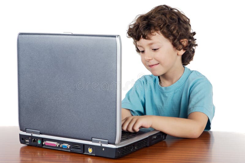 Boy with laptop stock photo. Image of think, male, kids - 500276