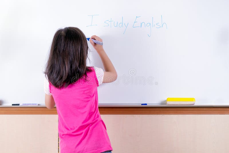 Child at whiteboard stock image. Image of education, lesson - 33078651