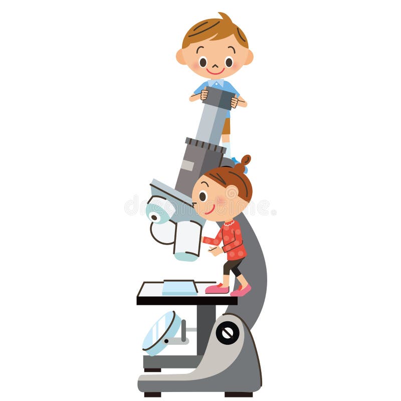 The Child Who Operates a Microscope Stock Vector - Illustration of ...