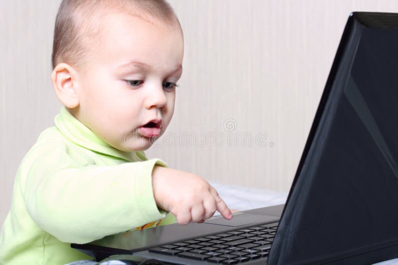 Child Working at a Computer Stock Photo - Image of little, business ...