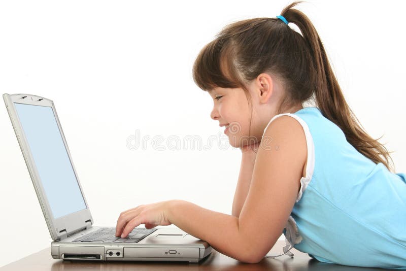 Child Working at Laptop Computer Stock Photo - Image of computer, study ...