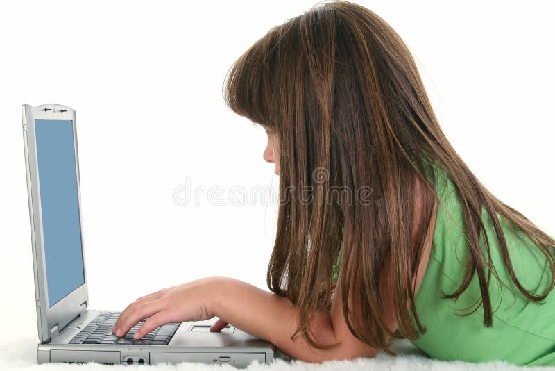 Child Working at Laptop Computer Stock Photo - Image of computer, study ...