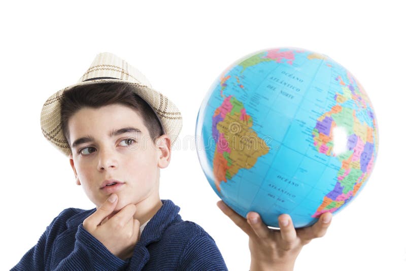 Child with world map stock photo. Image of child, adorable - 128616654