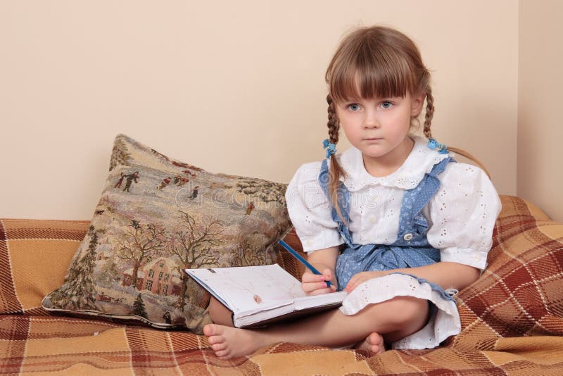 Child writing stock image. Image of paper, ponytail, education - 8007187