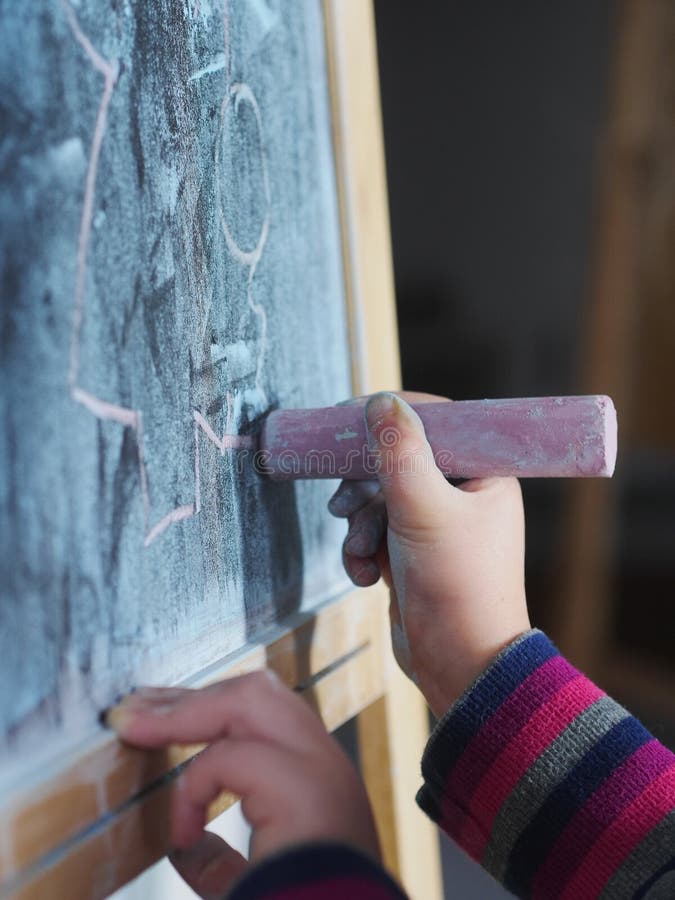 Child writing chalk stock image. Image of write, drawing - 48710561