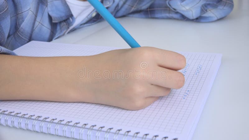 Child Writing in Classroom, Studying, Kid Homework, Student Learning ...