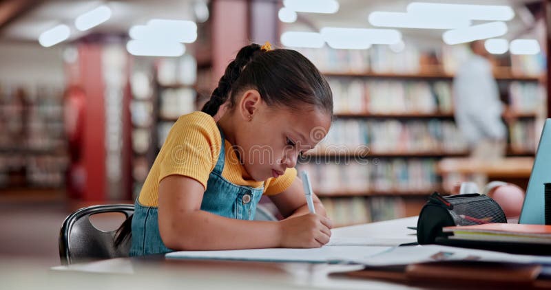 Child, Writing and Homework in Library for Education Knowledge or ...