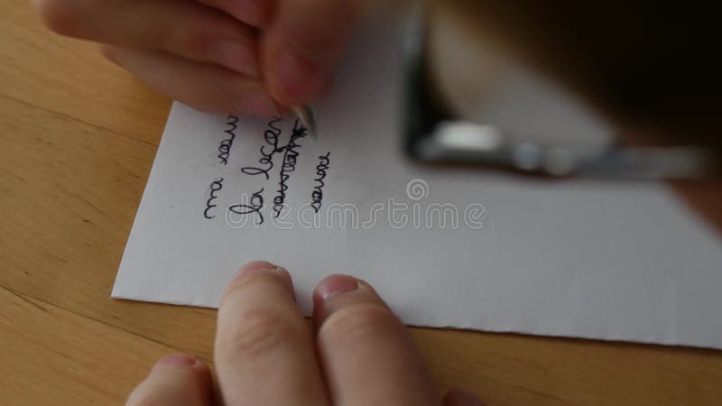 Child writing on the table stock video. Video of indoor - 172889967