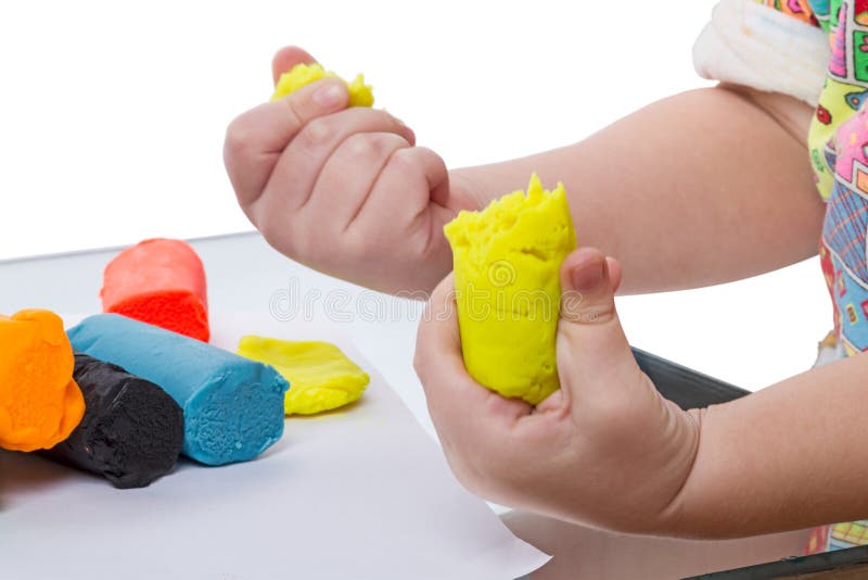 Child with Yellow Plasticine Stock Photo - Image of child, closeup ...
