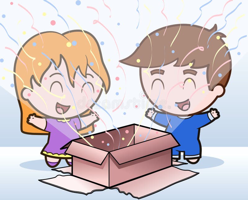 Childen Open Present stock vector. Illustration of child - 20446790