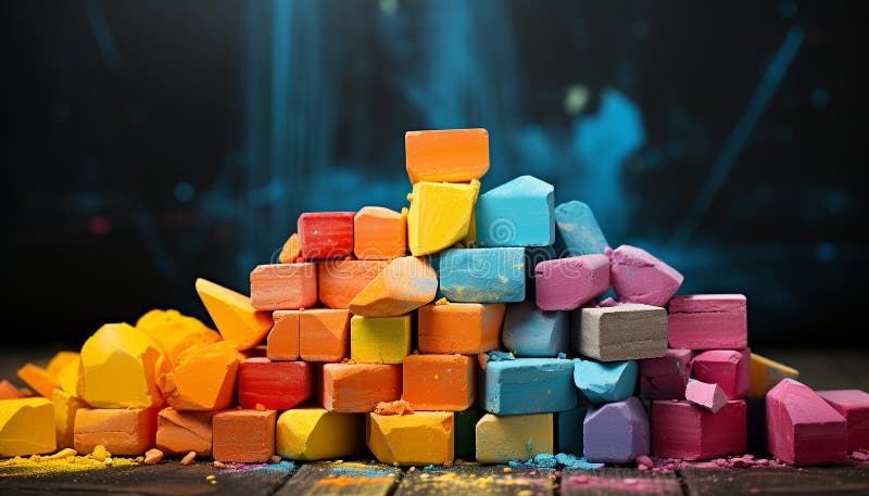 Childhood Fun Vibrant Toy Blocks Stack, Creating Abstract Patterns ...