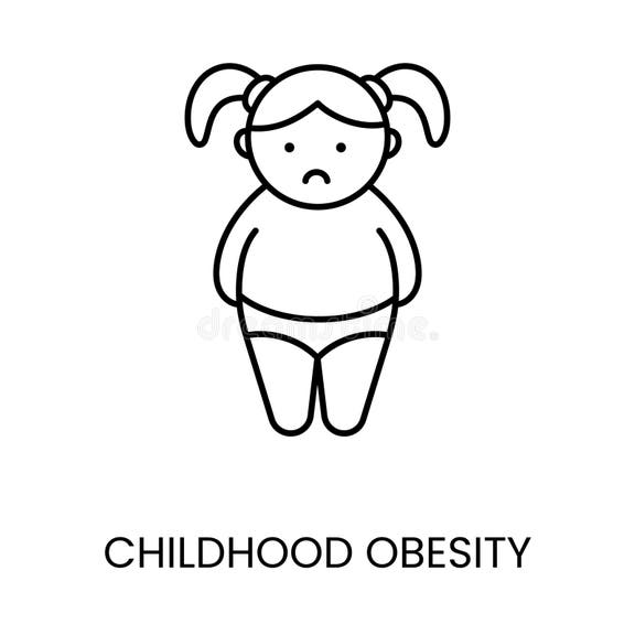Childhood Obesity Line Icon in Vector with Editable Stroke. Stock ...