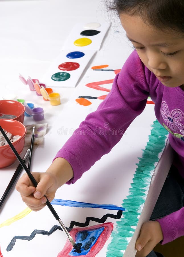 A Young Girl Enjoying Painting Stock Photo - Image of craft, bright ...