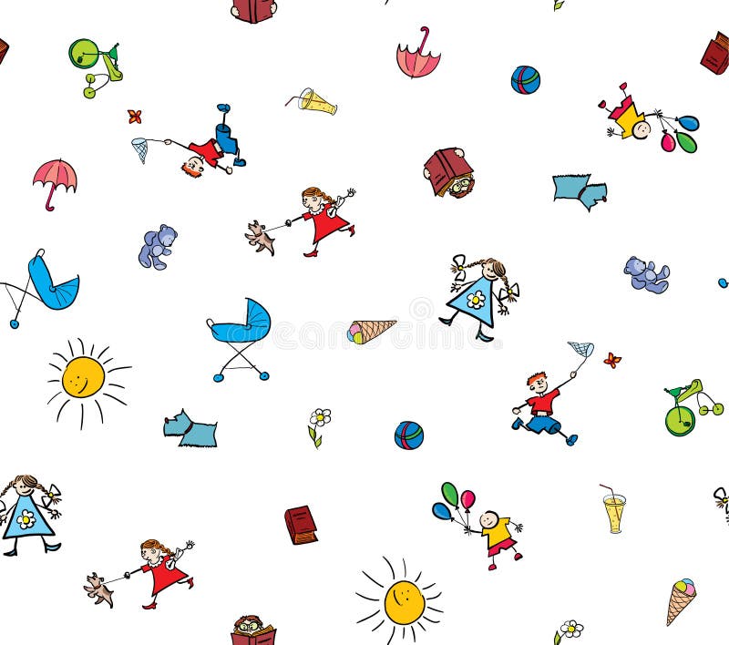 Childhood Seamless Background Stock Vector - Illustration of happy ...