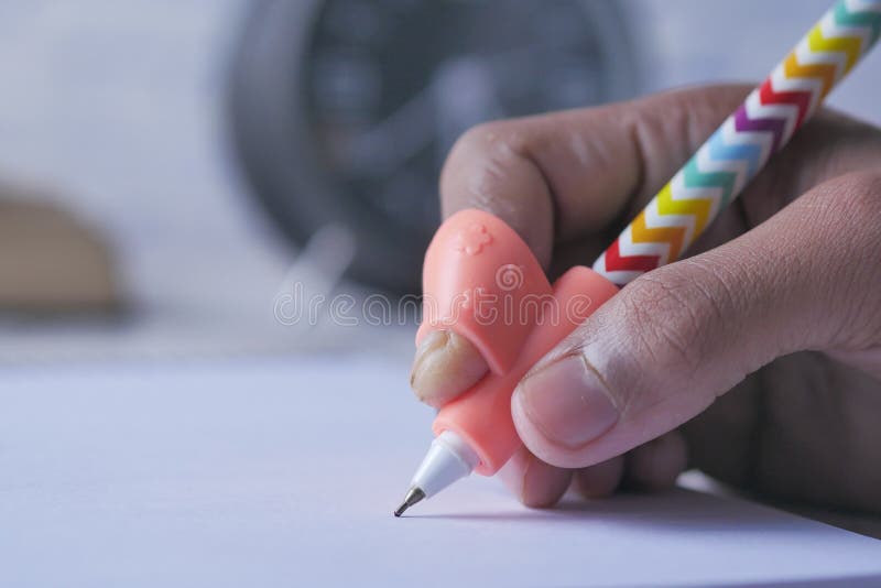 Childing Using Writing Corrector Pen Holder Postures Grip Stock Photo ...