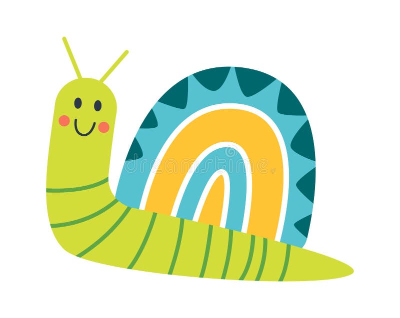 Childish Colorful Cartoon Snail Flat Icon Stock Vector - Illustration ...