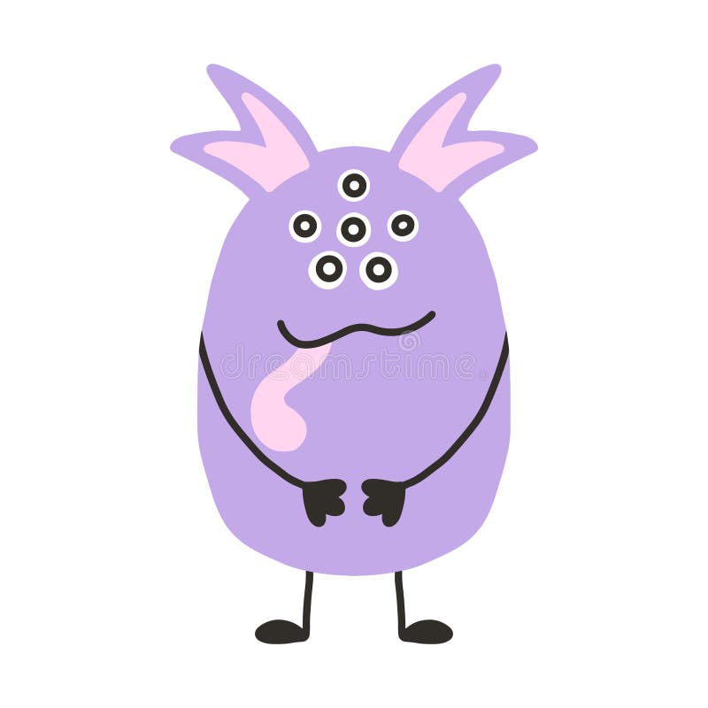 Childish Cute Monster. Pink Monster Stock Vector - Illustration of icon ...