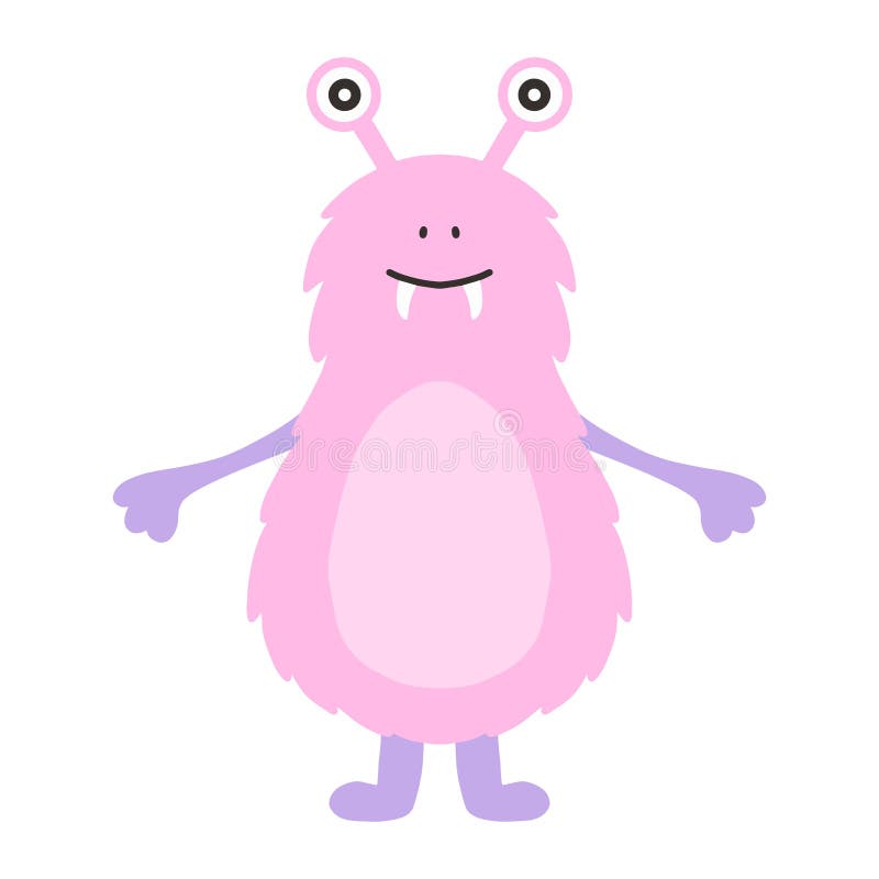 Childish Cute Monster. Pink Monster Stock Vector - Illustration of ...