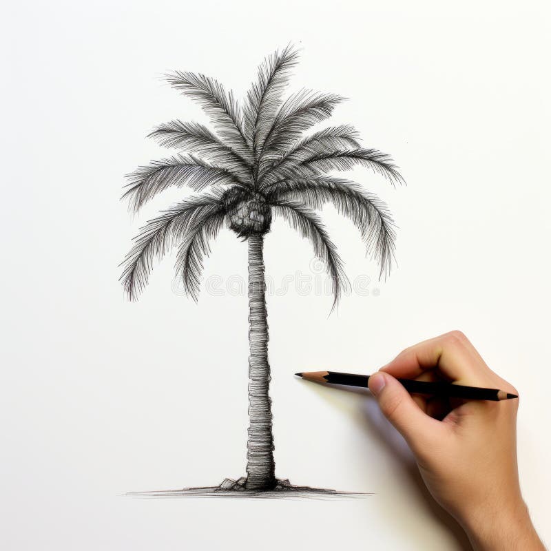 Childish Drawing of a Palm Tree on White Background Stock Illustration ...
