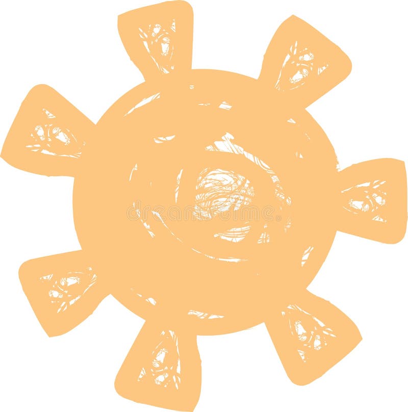 Childish Drawing Sun stock vector. Illustration of childish - 354222874