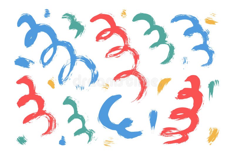 Childish Fun Brush Stroke Paint Squiggles Lines. Hand Drawn Kids ...