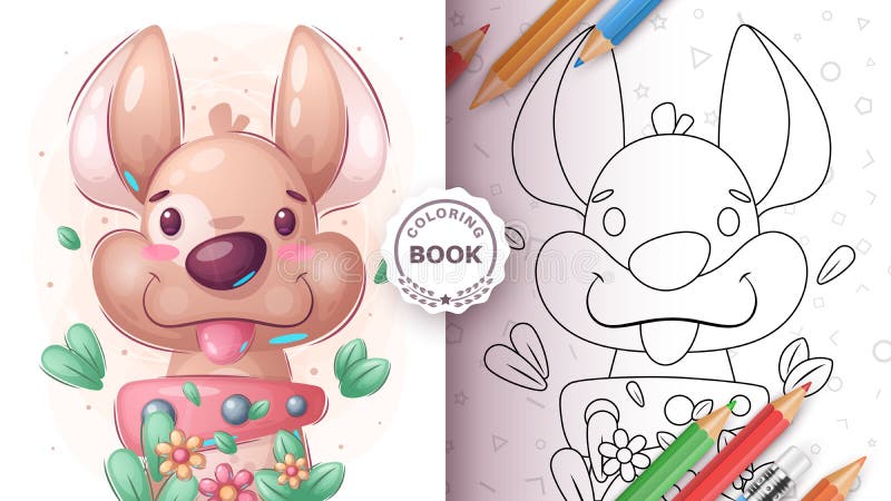 Childish Funny Dog - Coloring Page Stock Vector - Illustration of funny ...