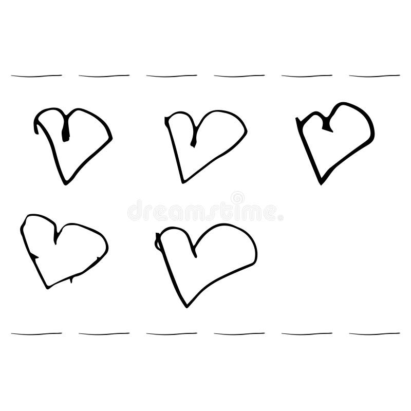 Childish Hand Drawn Heart Shapes in Vector Stock Illustration ...