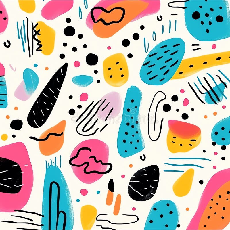 Childish Scribble Shape Backdrop Background, Design Seamless Pattern ...