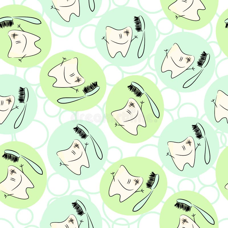 Childish Seamless Pattern with Cartoon Teeth and Brush Stock Vector ...