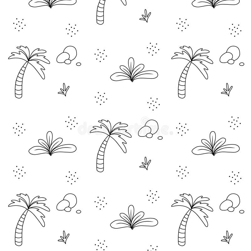 Childish Seamless Pattern with Palm Trees. Pattern with Exotic Plants ...