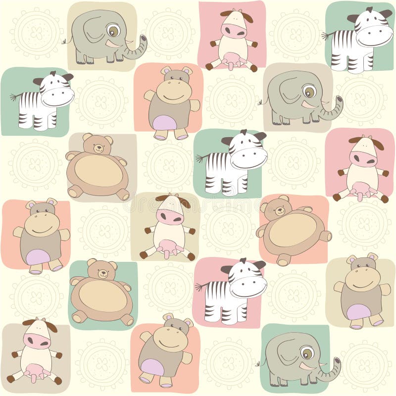 Childish Seamless Pattern with Teddy Bear Stock Vector - Illustration ...