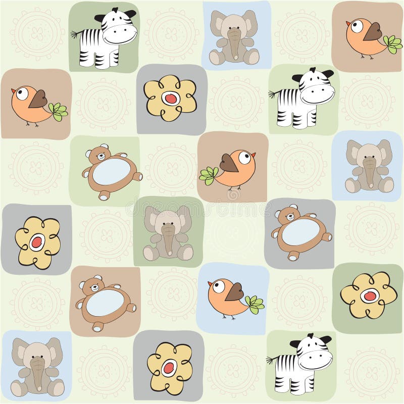 Childish Seamless Pattern with Teddy Bear Stock Vector - Illustration ...