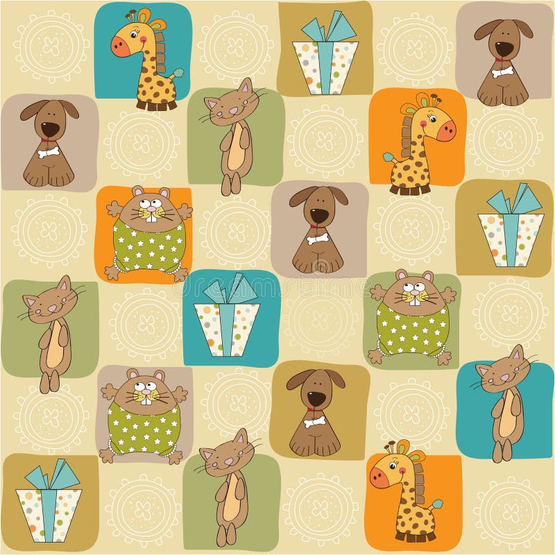 Childish Seamless Pattern with Teddy Bear Stock Vector - Illustration ...