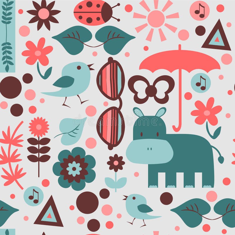 Childish Seamless Pattern with Wild Animals Stock Vector - Illustration ...