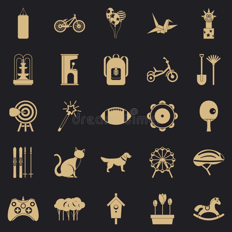 Childish Sports Icons Set, Simple Style Stock Vector - Illustration of ...