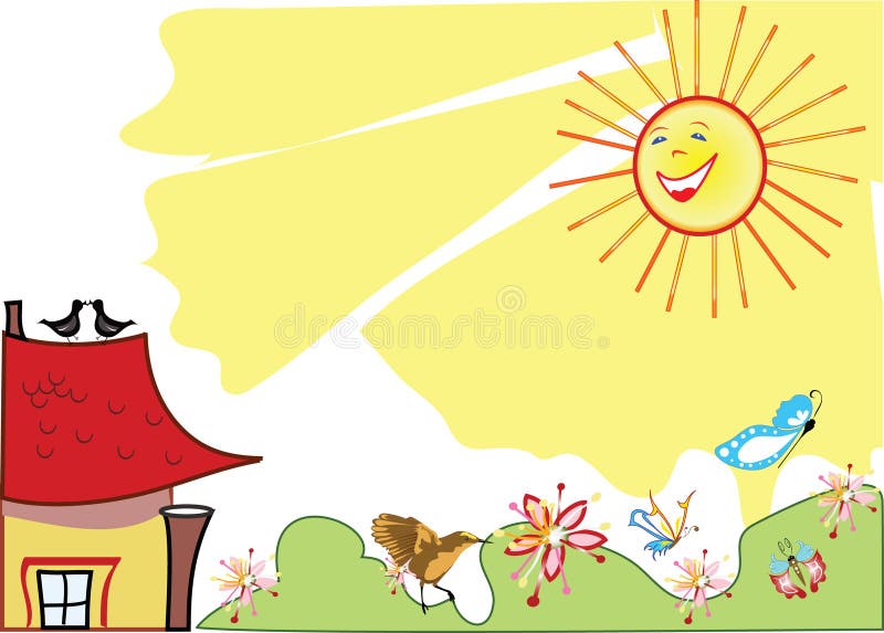 Childish drawing stock illustration. Illustration of landscape - 8184232