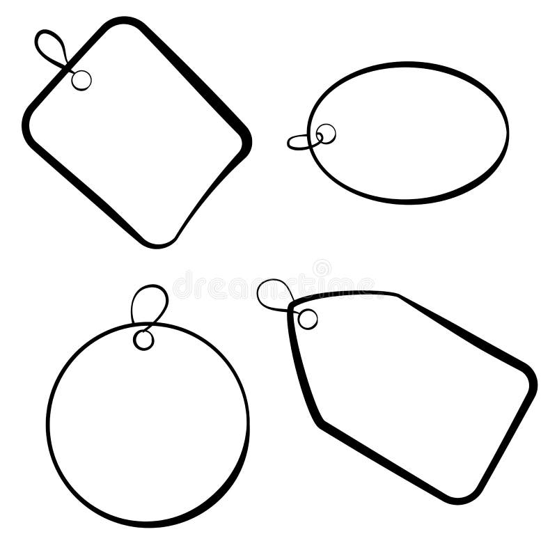 Childish Tag Rectangle Square Oval Circle Sketch Stock Illustration ...