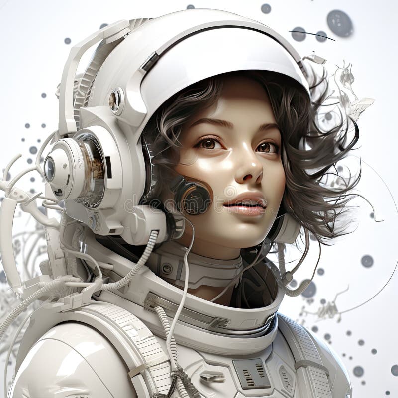Childlike Cartoon-Style Astronaut Isolated on a White Background. Stock ...