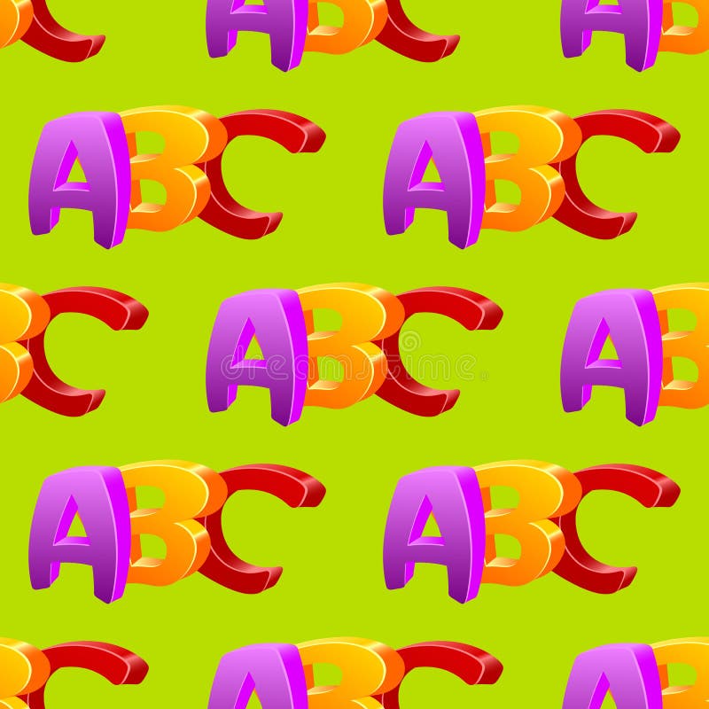 Childlike Doodle ABC Seamless Pattern, Flat Design Stock Vector ...